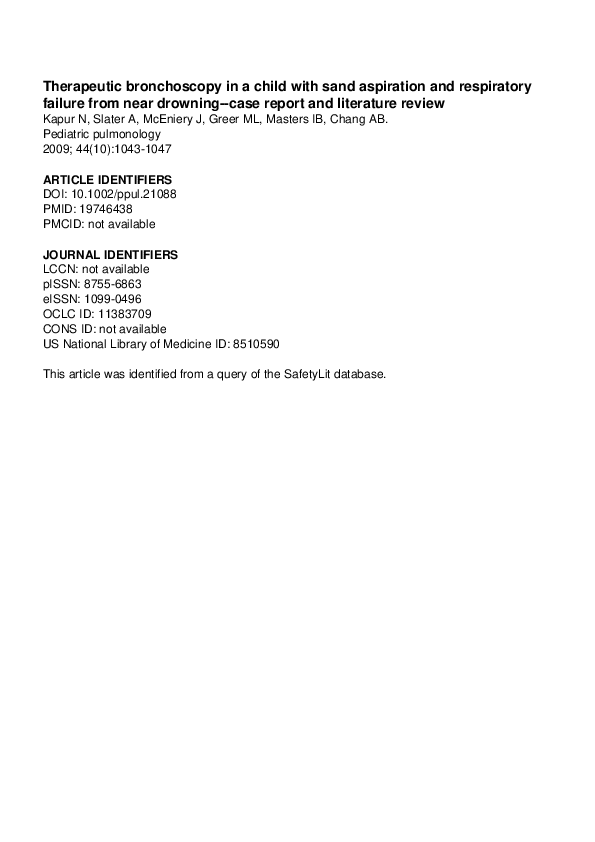 (PDF) Therapeutic bronchoscopy in a child with sand aspiration and ...