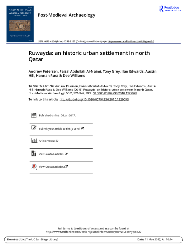(PDF) Ruwayda: an historic urban settlement in north Qatar | Ifan ...