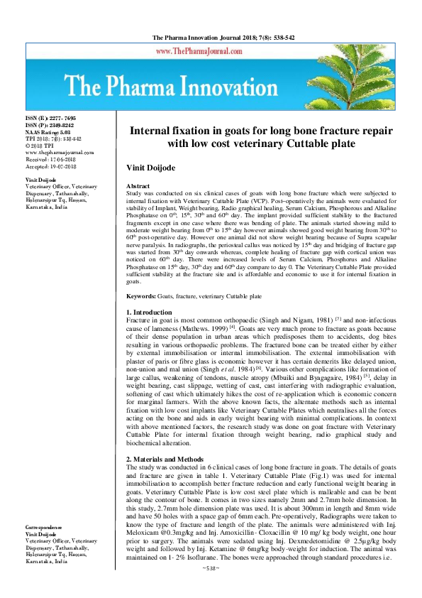 (PDF) Internal fixation in goats for long bone fracture repair with low ...