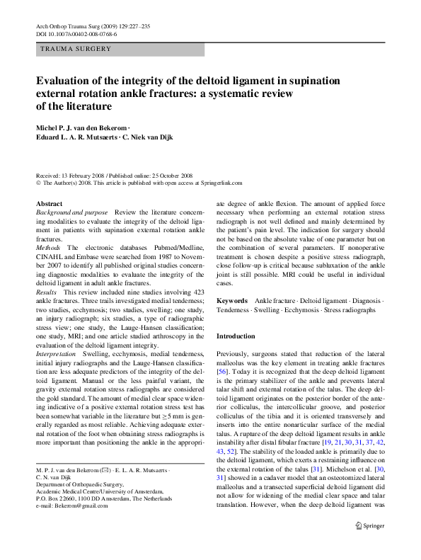 (PDF) Evaluation of the integrity of the deltoid ligament in supination ...