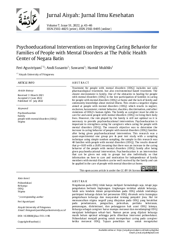 (PDF) Psychoeducational Interventions on Improving Caring Behavior for ...