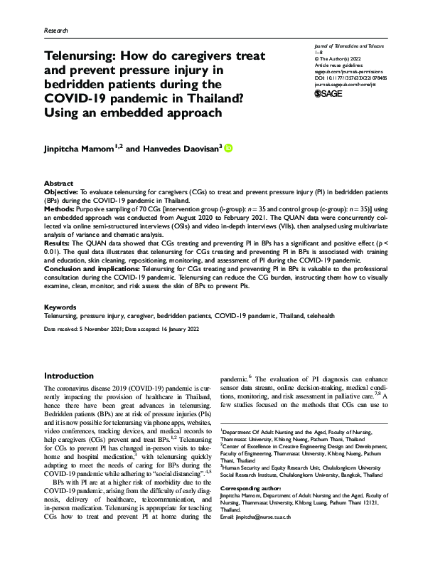 (PDF) Telenursing: How do caregivers treat and prevent pressure injury ...
