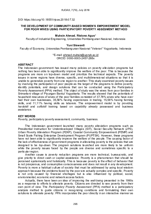 (PDF) The Development of Community-Based Women’s Empowerment Model for Poor Wives Using ...