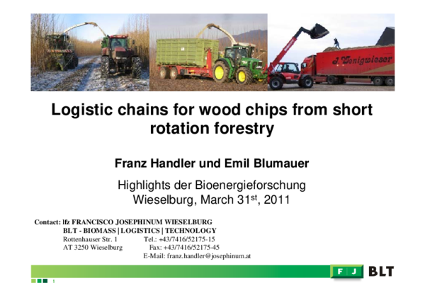 (PDF) Logistics chains for wood chips from short rotation forestry