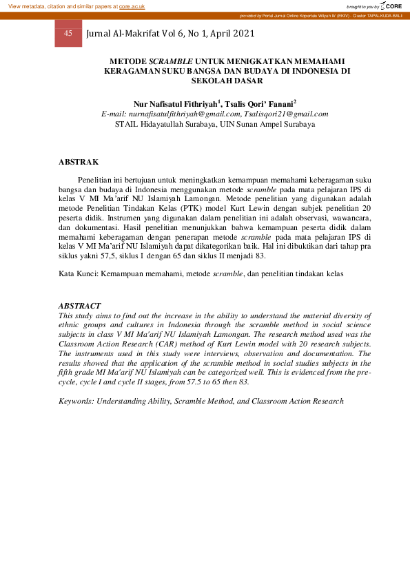 (PDF) Metode Scramble Untuk Menigkatkan Memahami Keragaman Suku Bangsa ...