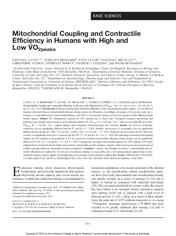 (PDF) Mitochondrial Coupling and Contractile Efficiency in Humans with ...