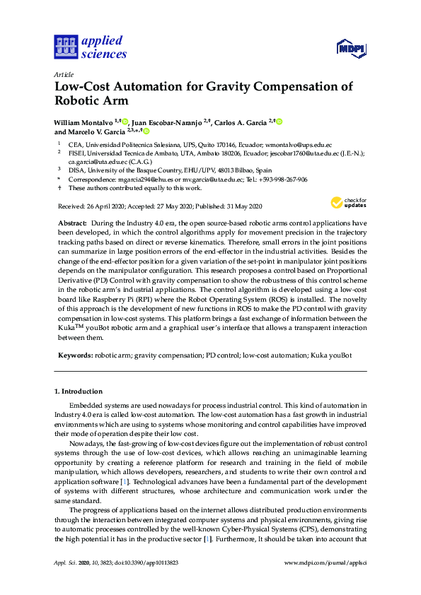 (PDF) Low-Cost Automation for Gravity Compensation of Robotic Arm