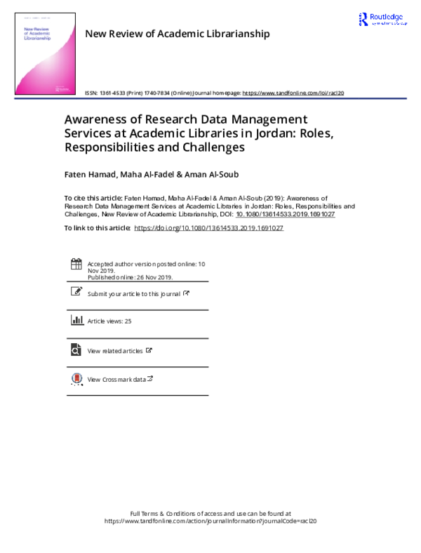 (PDF) Awareness of Research Data Management Services at Academic ...