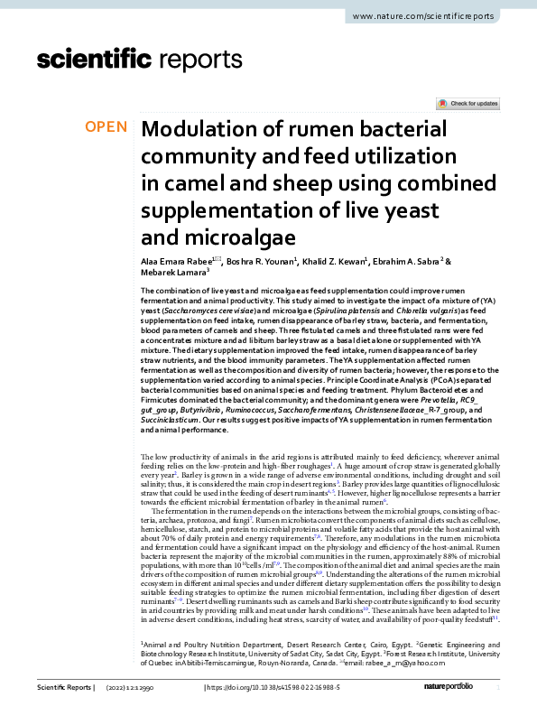 (PDF) Modulation of rumen bacterial community and feed utilization in ...