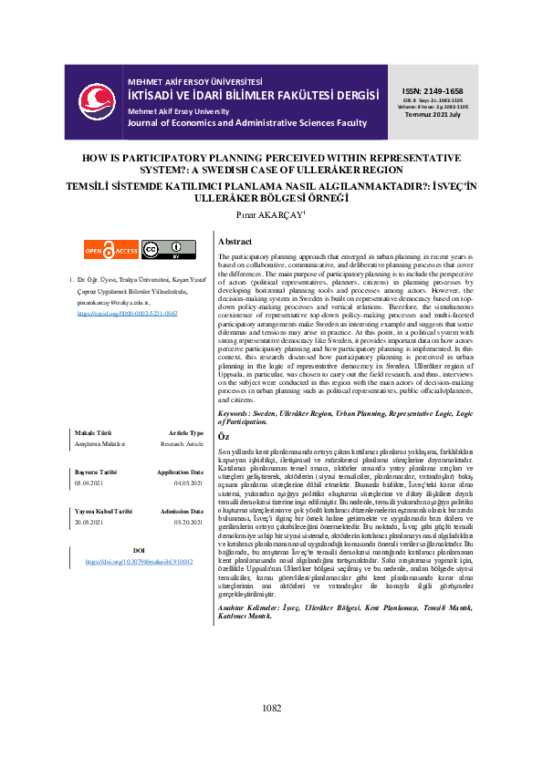 (PDF) How is Participatory Planning Perceived Within Representative ...