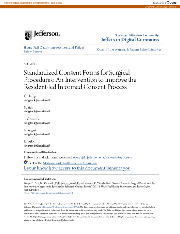 (PDF) Standardized Consent Forms for Surgical Procedures: An ...