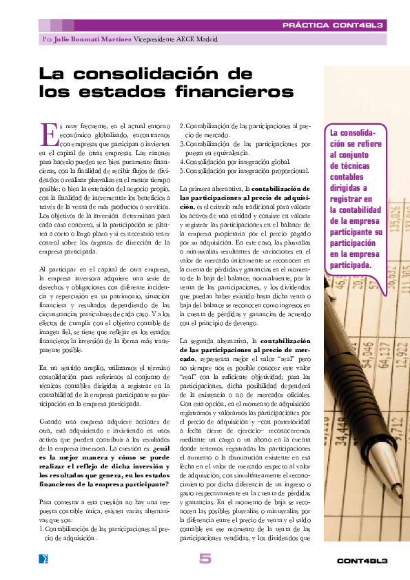(PDF) La consolidación de los estados financieros