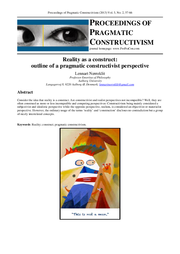 (PDF) PROCEEDINGS OF PRAGMATIC CONSTRUCTIVISM Reality as a construct: outline of a pragmatic ...
