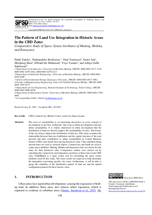 (PDF) The Pattern of Land Use Integration in Historic Areas in the CBD Zone
