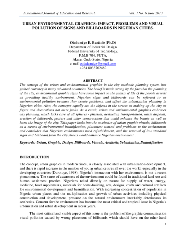 (PDF) Urban Environmental Graphics : Impact , Problems and Visual ...