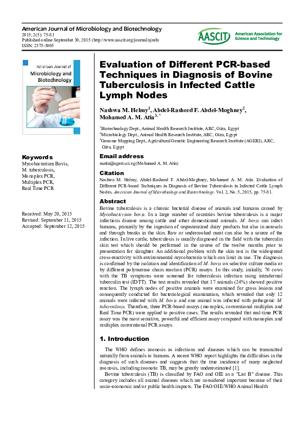 (PDF) Evaluation of Different PCR-based Techniques in Diagnosis of ...