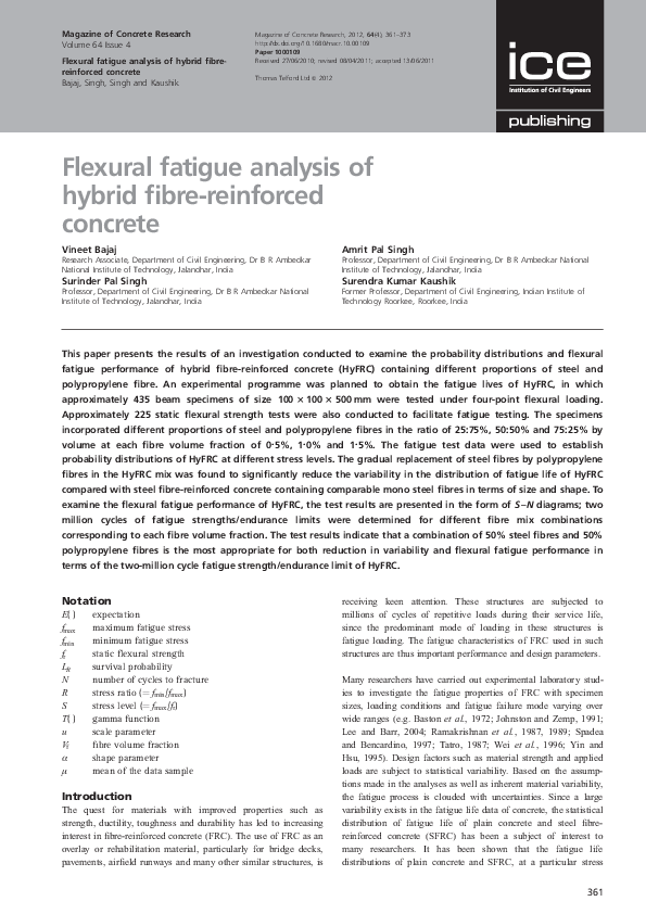 (PDF) Flexural fatigue analysis of hybrid fibre-reinforced concrete
