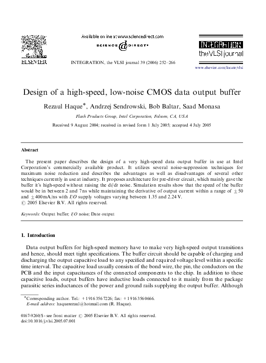Pdf Design Of A High Speed Low Noise Cmos Data Output Buffer 7729
