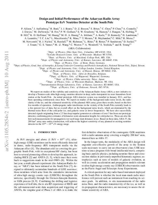 (PDF) Design and initial performance of the Askaryan Radio Array ...