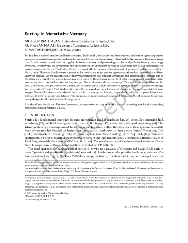 (PDF) Sorting in Memristive Memory
