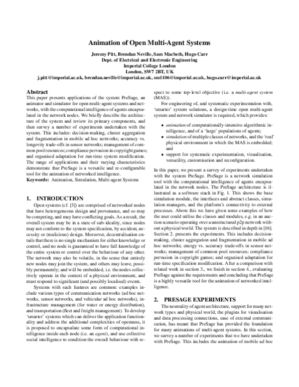 (PDF) Animation of open multi-agent systems