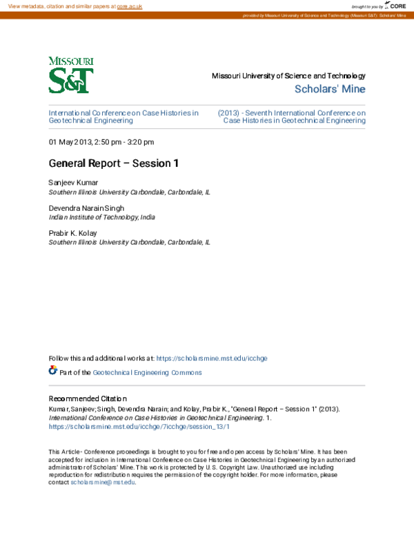 (PDF) General Report – Session 1