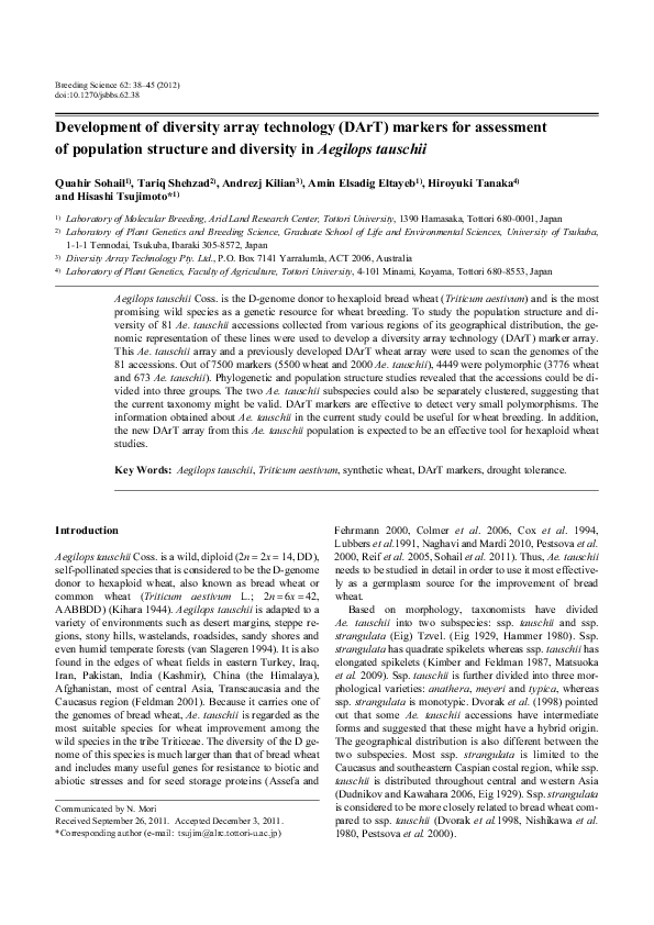 (PDF) Development of diversity array technology (DArT) markers for ...