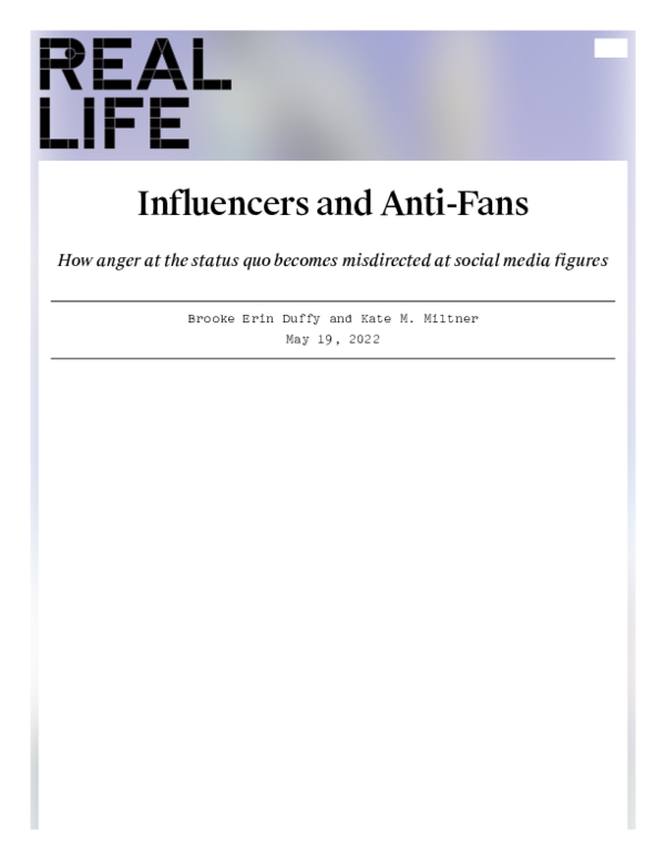 (PDF) Influencers and Anti-Fans — Real Life