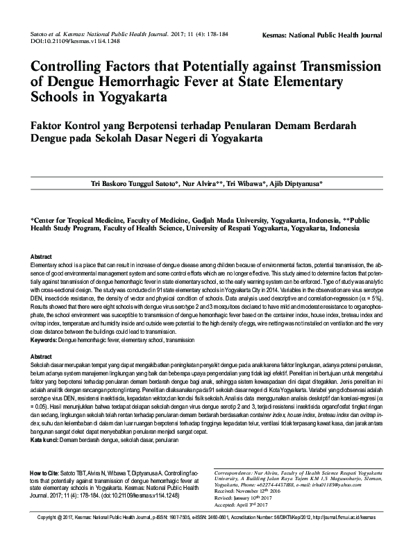 (PDF) Improvement to Early Warning System the Transmission of Dengue ...