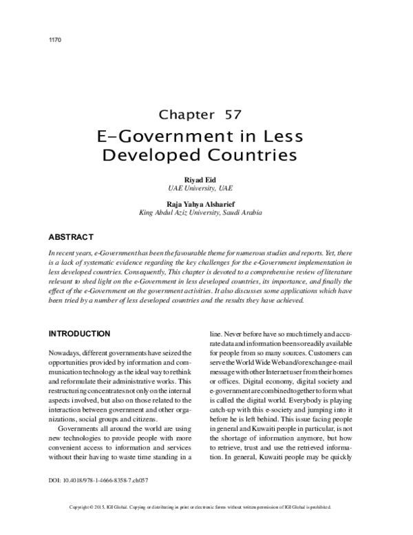 (PDF) E-Government in Less Developed Countries