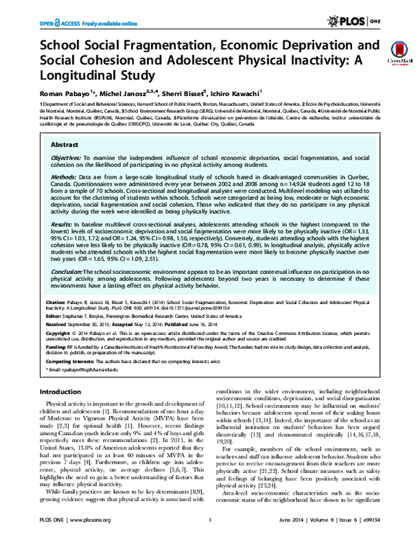 (PDF) School Social Fragmentation, Economic Deprivation and Social ...