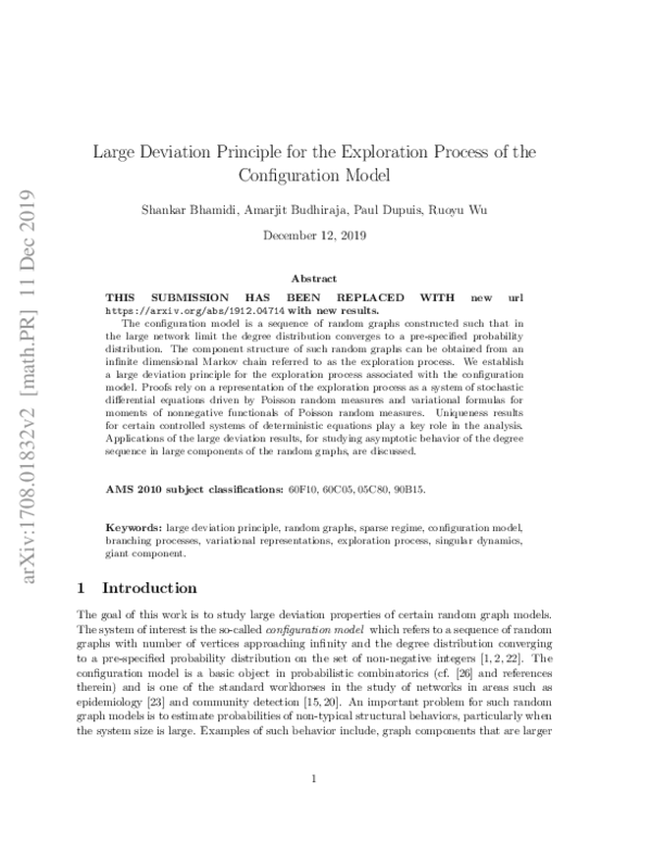 (PDF) Large Deviation Principle for the Exploration Process of the Configuration Model