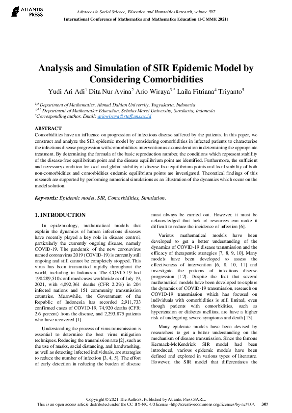 Pdf Analysis And Simulation Of Sir Epidemic Model By Considering
