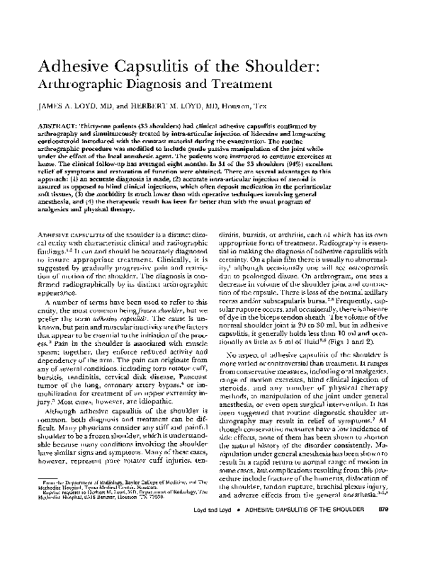 (PDF) Adhesive Capsulitis of the Shoulder