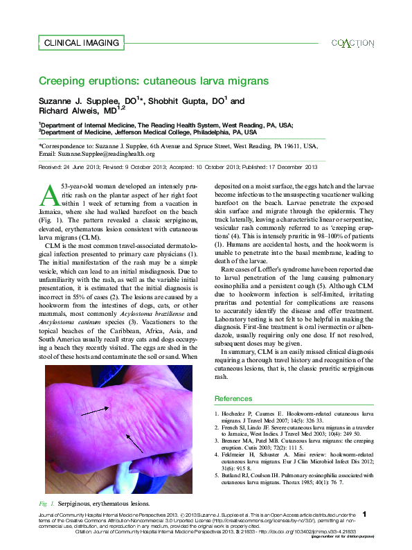 (PDF) Creeping eruptions: cutaneous larva migrans