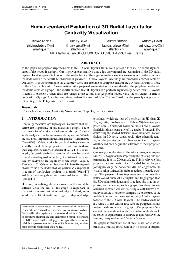 (PDF) Human-centered Evaluation of 3D Radial Layouts for Centrality Visualization