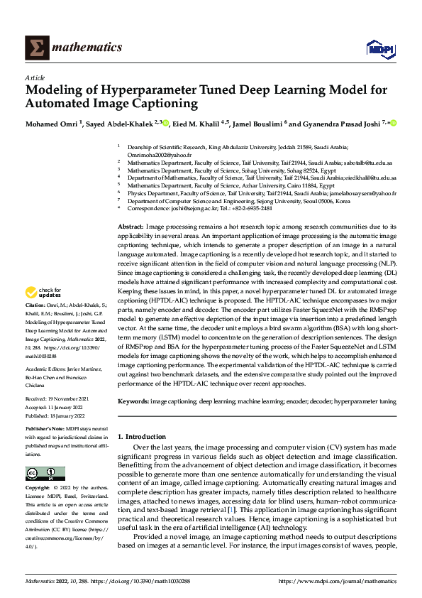 Pdf Modeling Of Hyperparameter Tuned Deep Learning Model For Automated Image Captioning Eied