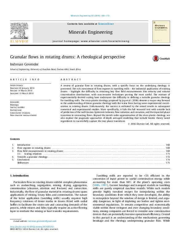 (PDF) Granular flows in rotating drums: A rheological perspective