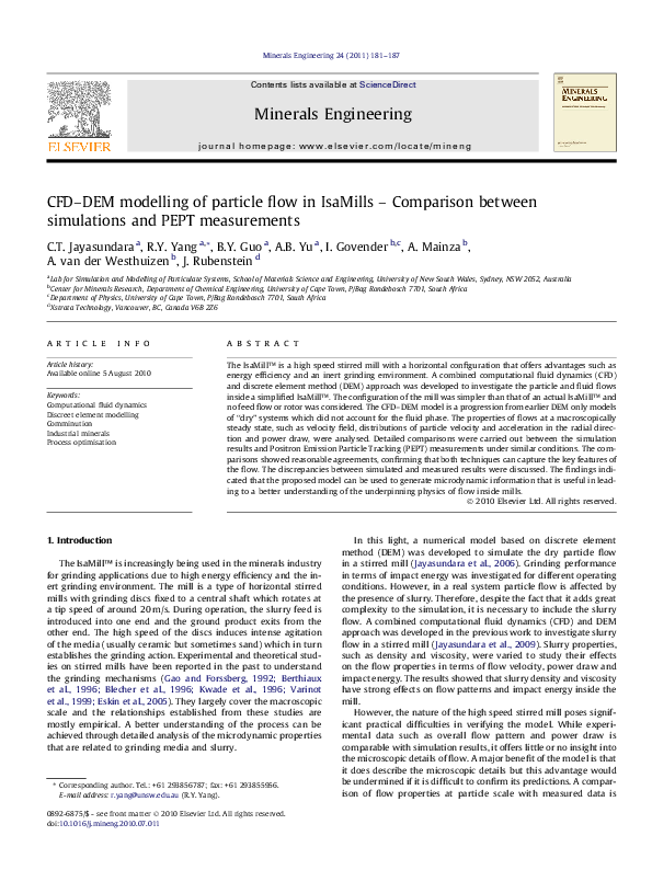 (PDF) CFD–DEM modelling of particle flow in IsaMills – Comparison between simulations and PEPT ...