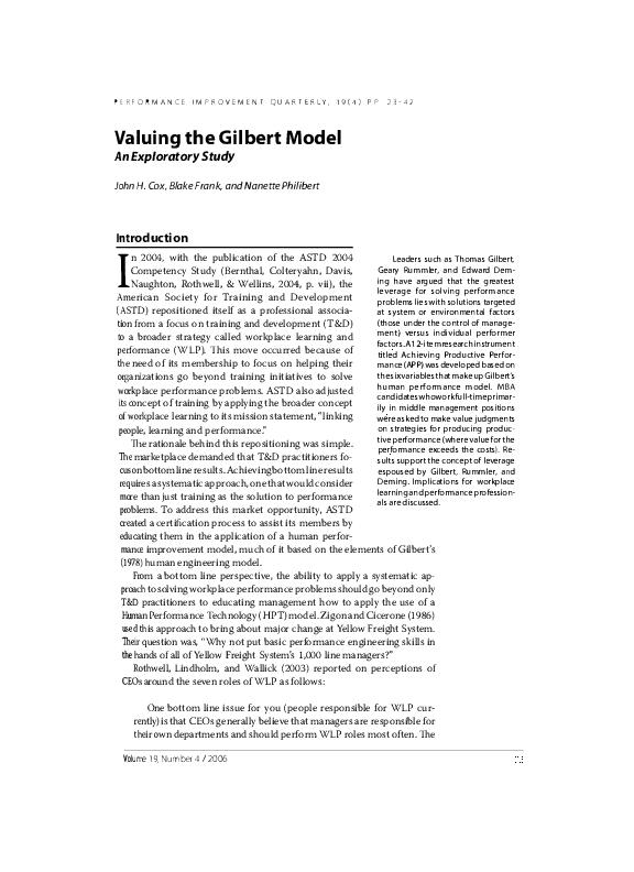 (PDF) Valuing the Gilbert Model
