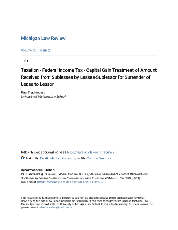 (PDF) Taxation: Federal Income Tax: Capital Gain Treatment of Amount ...
