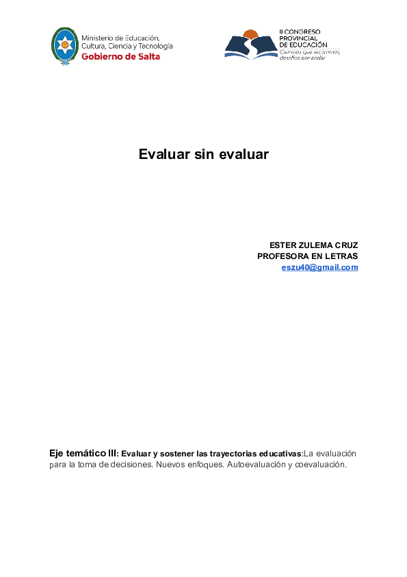(DOC) Evaluar sin evaluar