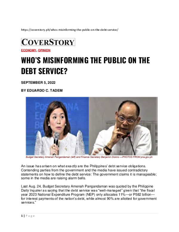(PDF) Tadem - Who is misinforming the public on the debt service?