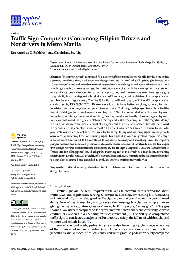 (PDF) Traffic Sign Comprehension among Filipino Drivers and Nondrivers ...