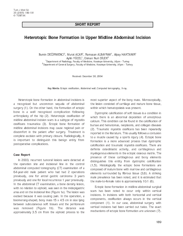 (PDF) Heterotopic Bone Formation in Upper Midline Abdominal Incision