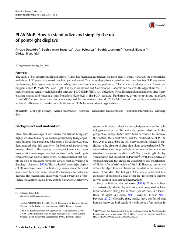 (PDF) PLAViMoP: How to standardize and simplify the use of point-light ...