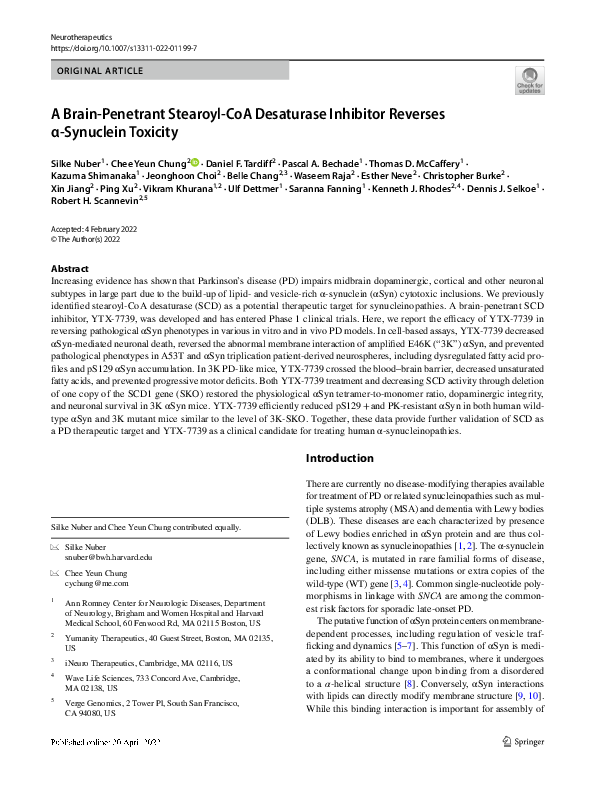 (PDF) A Brain-Penetrant Stearoyl-CoA Desaturase Inhibitor Reverses α ...