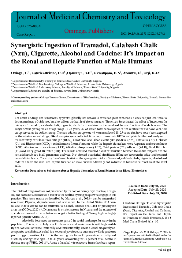 (PDF) Synergistic ingestion of tramadol, calabash chalk (nzu ...