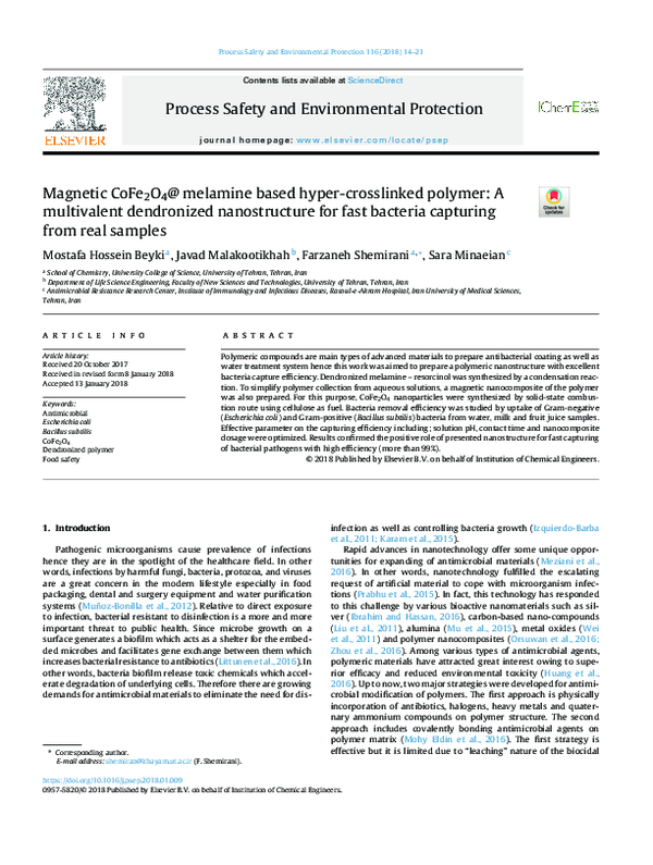 (PDF) Magnetic CoFe 2 O 4 @ melamine based hyper-crosslinked polymer: A ...
