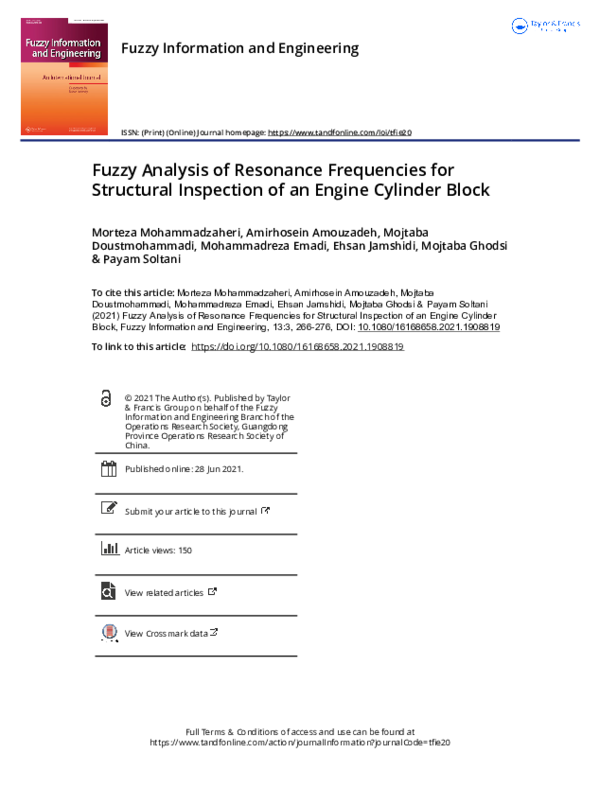 (PDF) Fuzzy Analysis of Resonance Frequencies for Structural Inspection of an Engine Cylinder Block